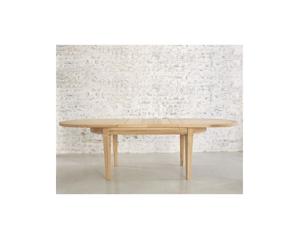 Table ovale en chêne massif avec allonges "Artisan" - 6922