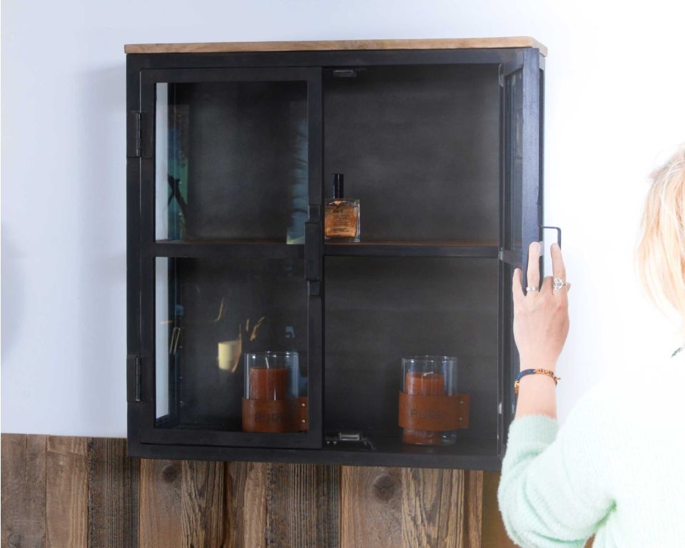 Vitrine industrielle en métal anthracite et verre "Black Cook" - 9230