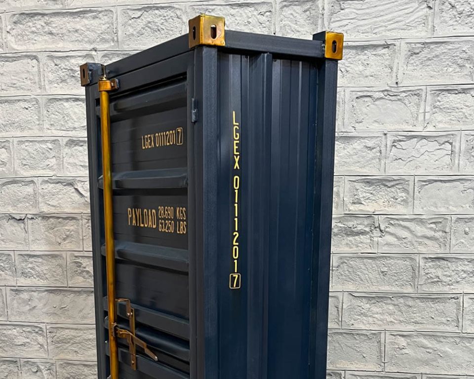 Meuble bar container esprit récup en métal et bois "Crazy" - 9258