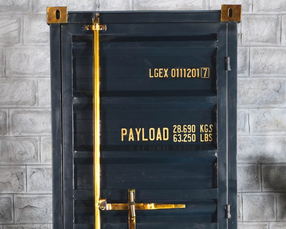 Meuble bar container esprit récup en métal et bois "Crazy" - 9258