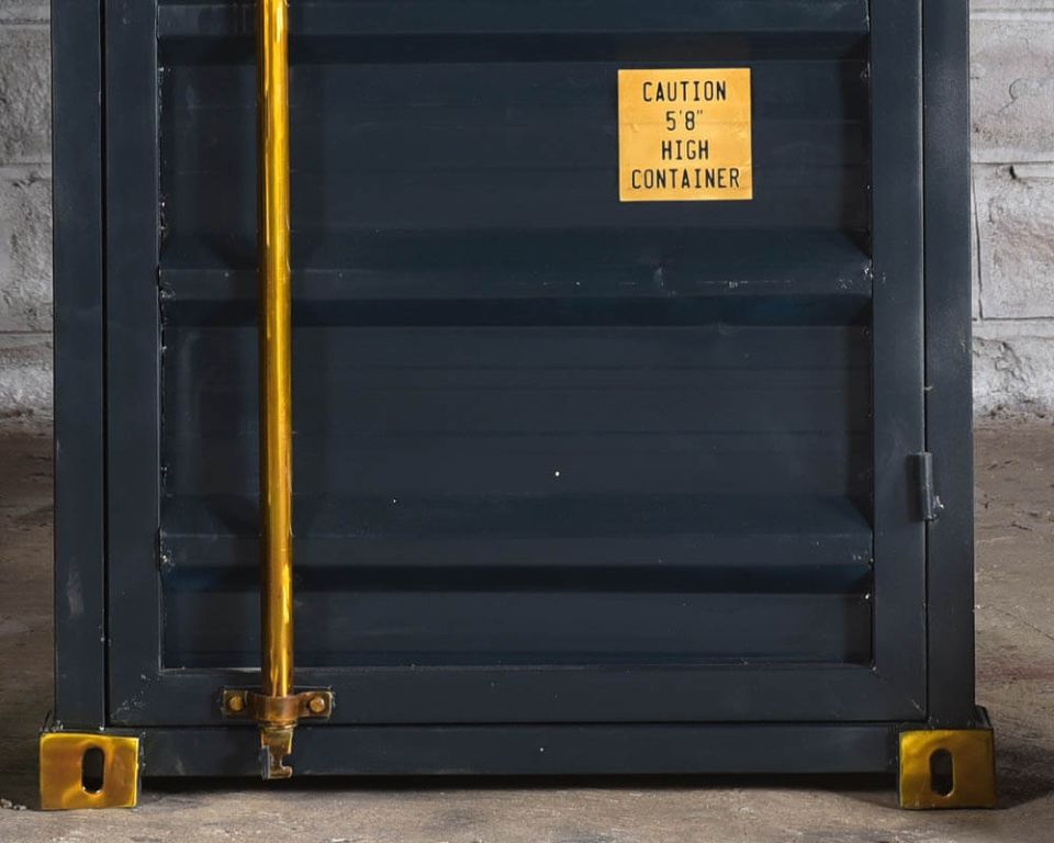 Meuble bar container esprit récup en métal et bois "Crazy" - 9258