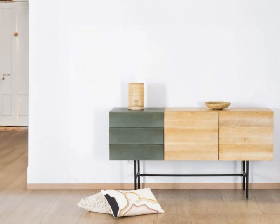 Buffet japandi bicolore en bois et métal "Elegancy" - 9421