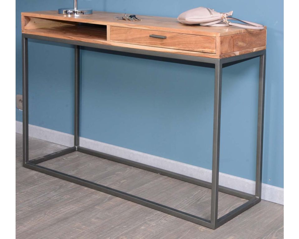 Console avec rangement métal et bois "Zen" - 7463