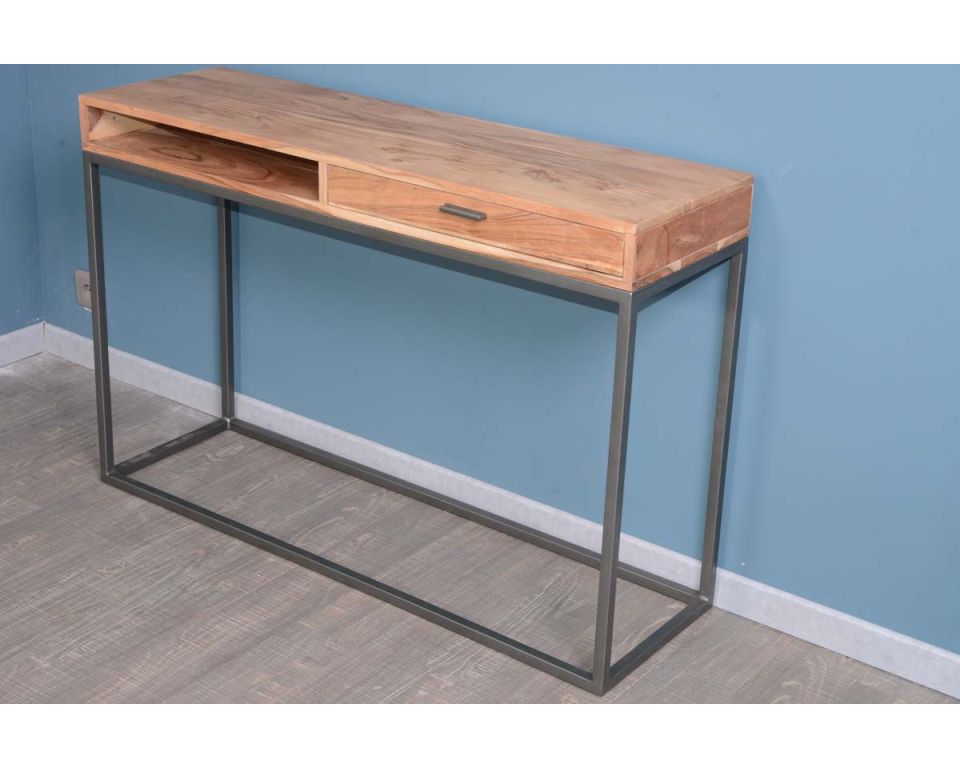 Console avec rangement métal et bois "Zen" - 7463