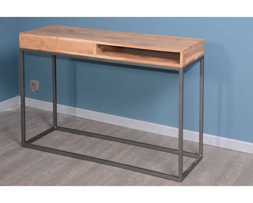 Console avec rangement métal et bois "Zen" - 7463