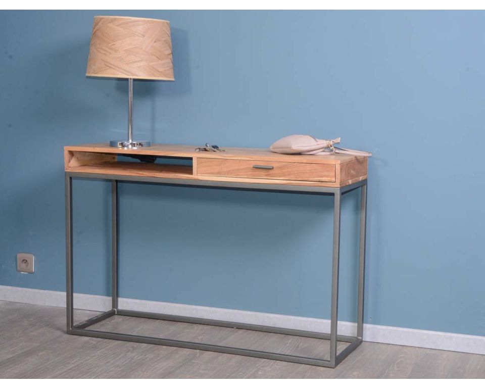 Console avec rangement métal et bois "Zen" - 7463