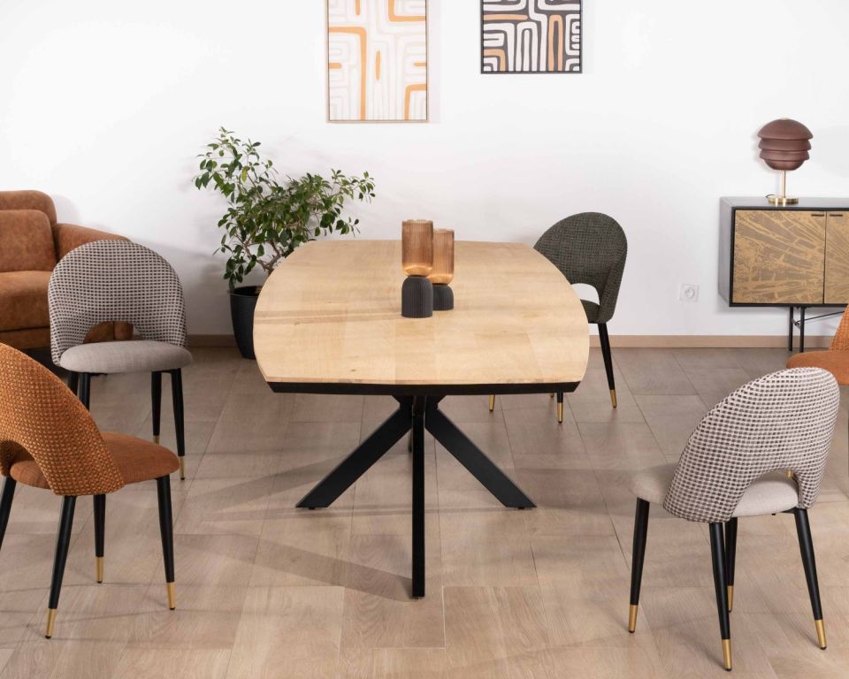 Table rectangulaire en manguier massif et pieds métal 3D "Pise" - 9630