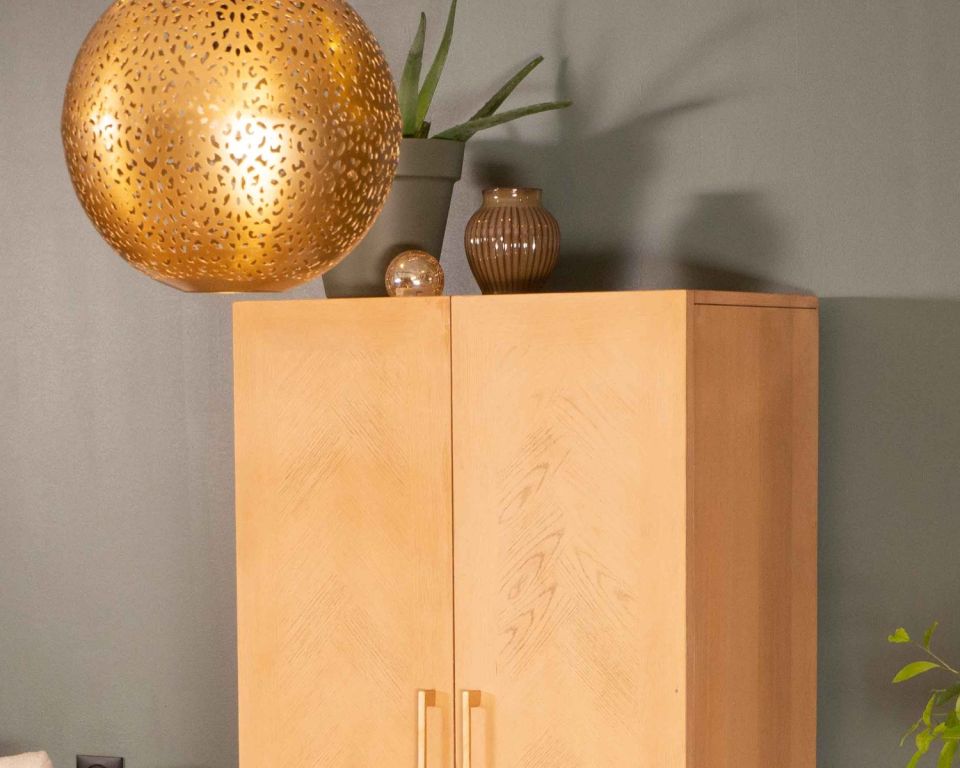 Armoire basse type lingère en métal et bois "Pop Vintage" - 9151