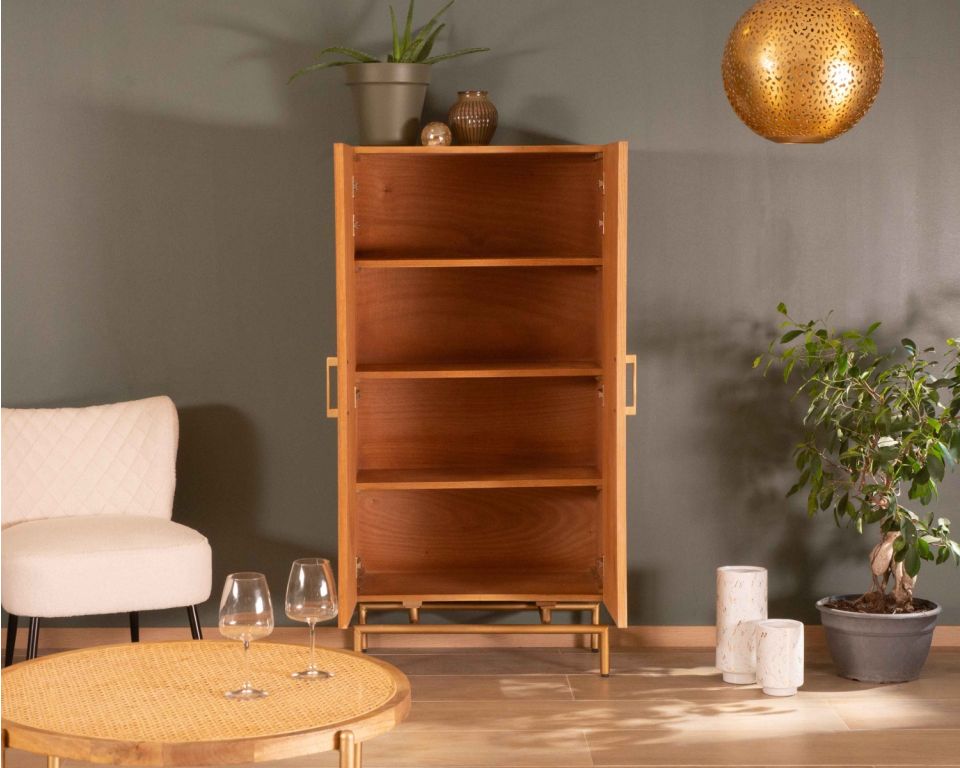 Armoire basse type lingère en métal et bois "Pop Vintage" - 9151