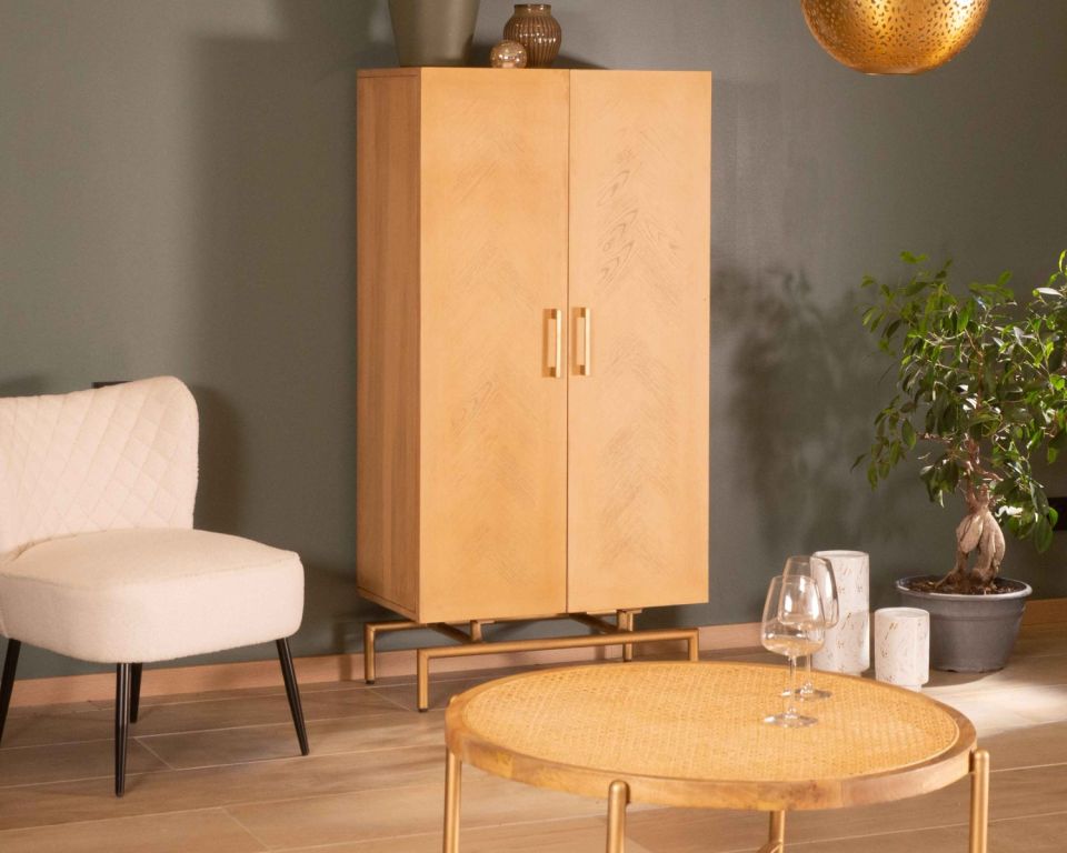 Armoire basse type lingère en métal et bois "Pop Vintage" - 9151