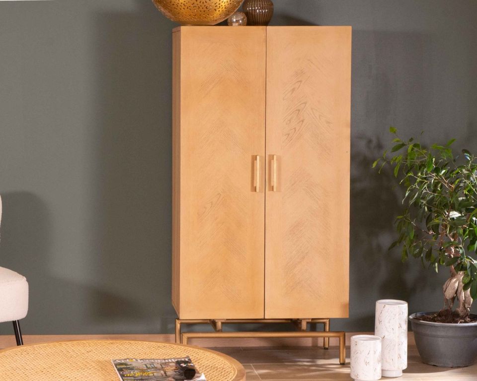 Armoire basse type lingère en métal et bois "Pop Vintage" - 9151