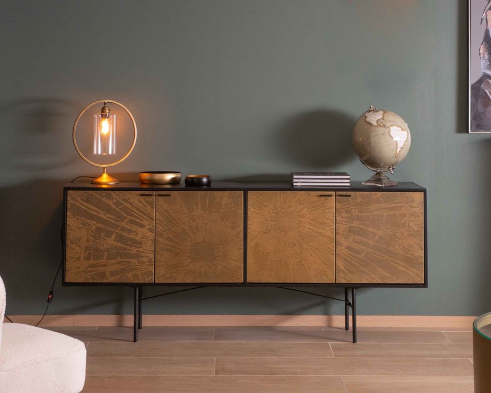 Buffet design en laiton doré texturé et fer noir "Gilt Antique" - 9174