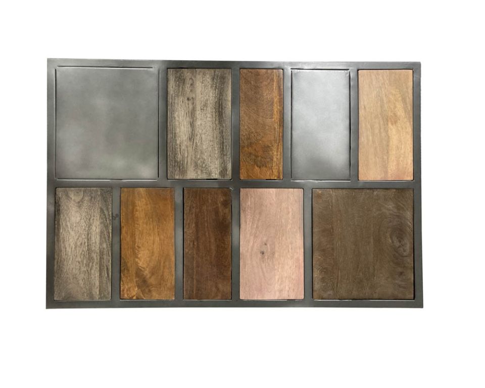 Table basse industrielle en métal et bois gris "Camaïeu" - 8598