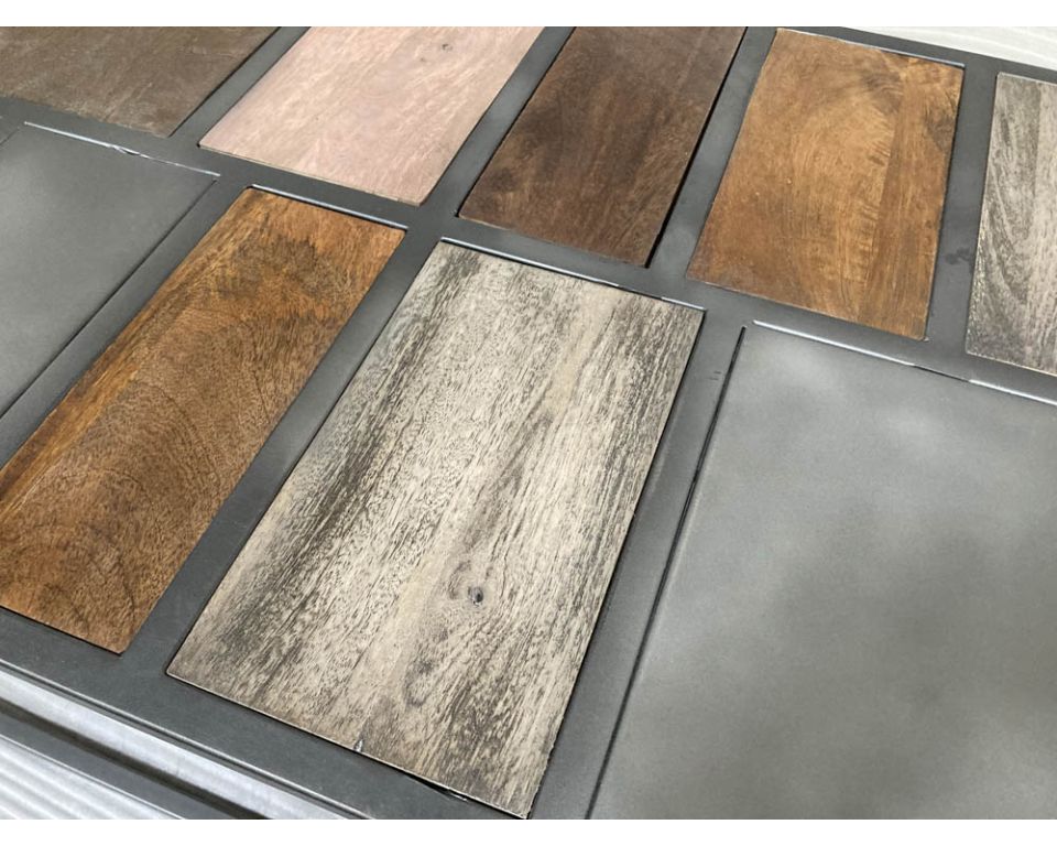 Table basse industrielle en métal et bois gris "Camaïeu" - 8598