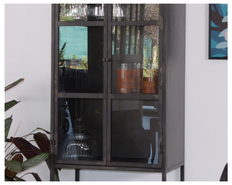 Vitrine style factory en métal noir et verre "Black Cook" - 9233